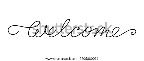 Welcome Single Editable Stroke Line Calligraphic Stock Vector (Royalty ...