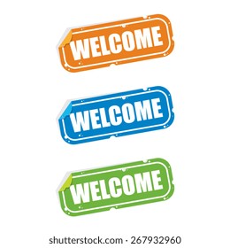 Welcome Sticker Labels Stock Vector (Royalty Free) 267932960 | Shutterstock