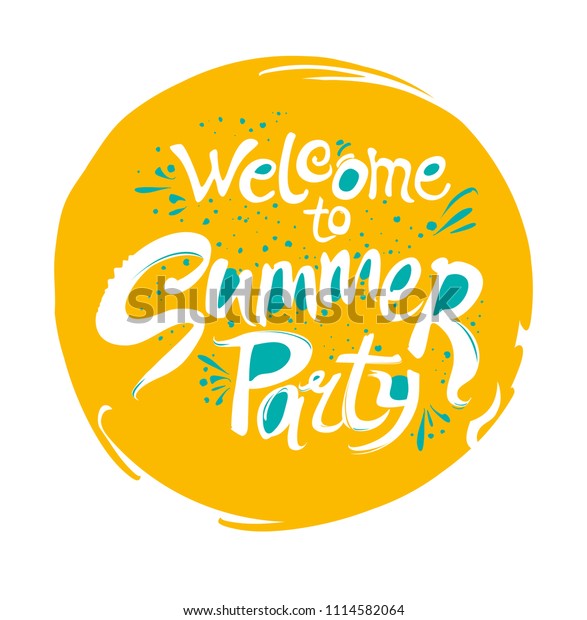 Welcome Summer Party Yellow Round Template Stock Vector (Royalty Free ...