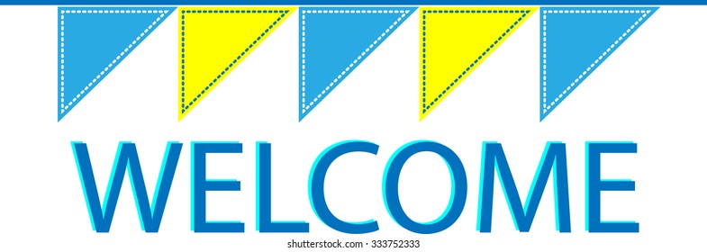 Welcome Text Blue Flag Yellow Blue Stock Vector (Royalty Free ...