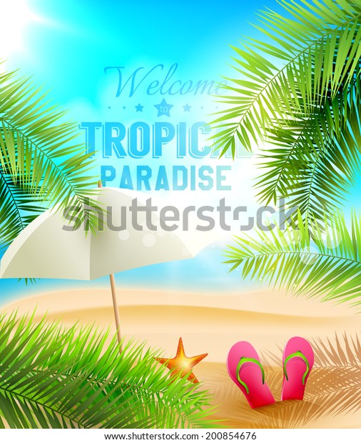 Welcome Tropical Paradise Vector Background Stock Vector (Royalty Free ...