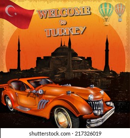 Welcome Turkey Retro Poster Stock Vector (Royalty Free) 217326019