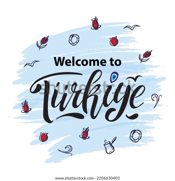Welcome Turkiye Hand Lettering Vector Logo Stock Vector (Royalty Free ...