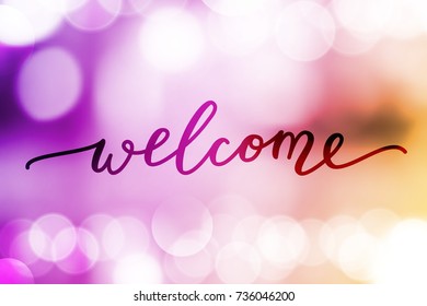 Welcome Vector Lettering On Blurred Lights Stock Vector (Royalty Free ...
