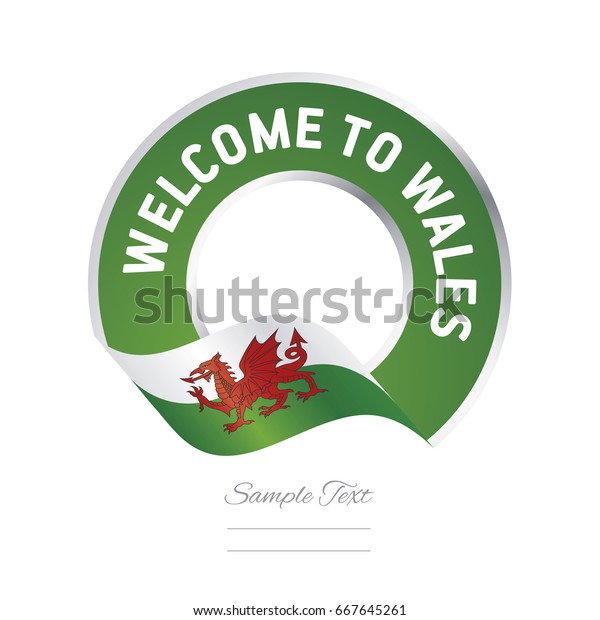 Welcome Wales Flag Green Label Logo Stock Vector (Royalty Free ...
