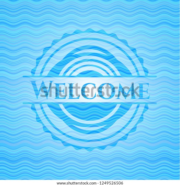 Welcome Water Wave Representation Style Badge Stock Vector (Royalty ...