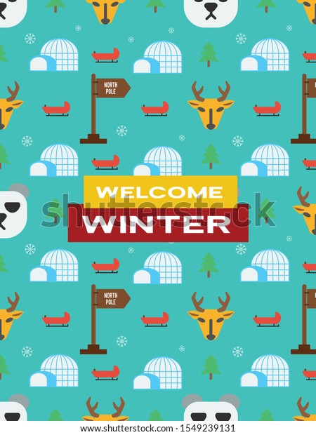 Welcome Winter Greeting Card Poster Template Stock Vector (Royalty Free ...