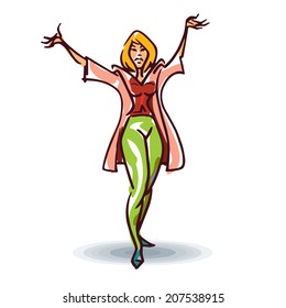 Welcoming Lady Stock Vector (Royalty Free) 207538915 | Shutterstock
