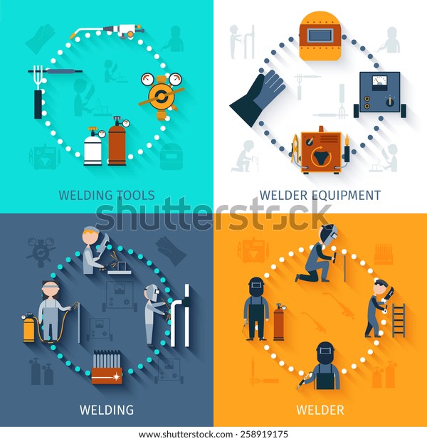 Welder Design Concept Set Welding Tools Stock Vector (Royalty Free ...