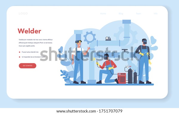 Welder Welding Service Concept Web Banner Stock Vector (Royalty Free ...