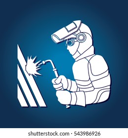 Welder Working Graphic Vector Stock Vector (Royalty Free) 543986926 ...