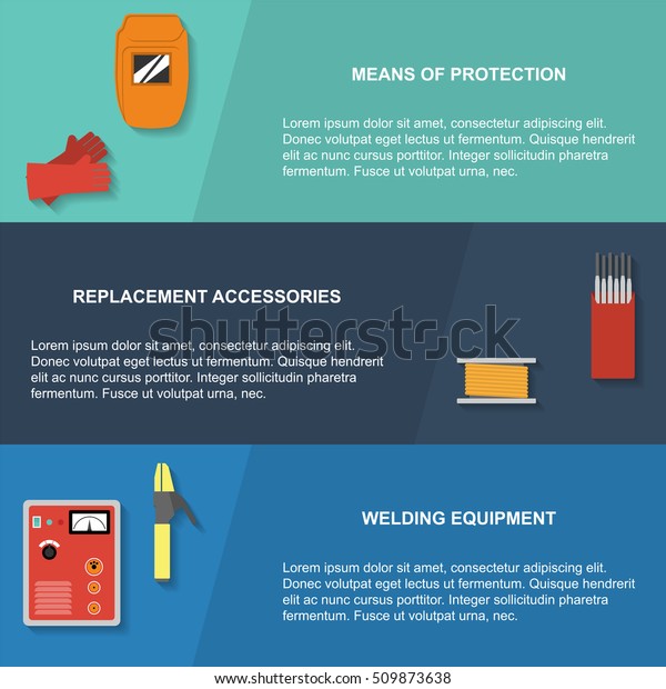 Welding Design Concept Flat Style Banners Stock Vector (Royalty Free ...