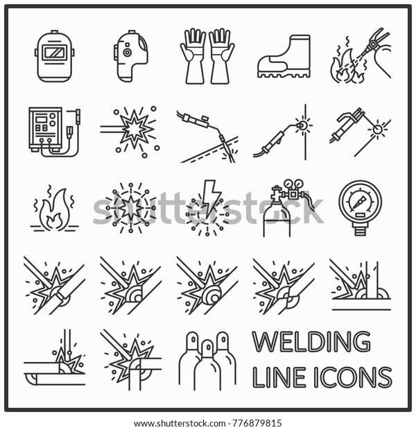 Welding Line Icon Graphic Design Set Stock Vector (Royalty Free ...