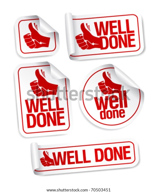 Well Done Stickers Hand Thumbs Symbol: Vector có sẵn (miễn phí bản ...