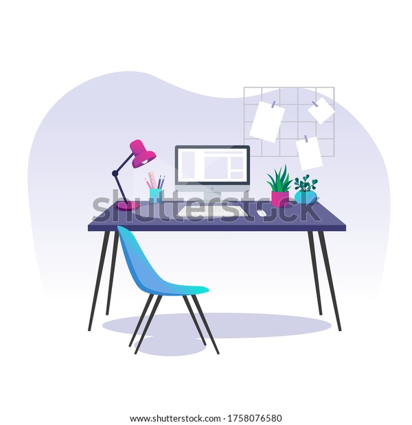 Well Organized Workplace Computer Stock Vector (Royalty Free ...