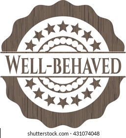 Wellbehaved Badge Wood Background Stock Vector (Royalty Free) 431074048 ...