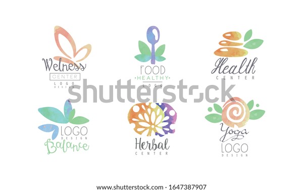 Wellness Center Logo Design Collection Healthy Stock Vector (Royalty ...