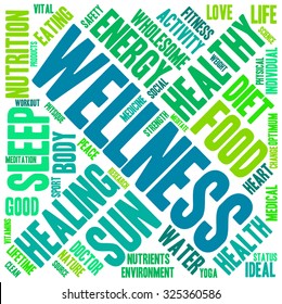 Wellness Word Cloud On White Background Stock Vector (Royalty Free ...