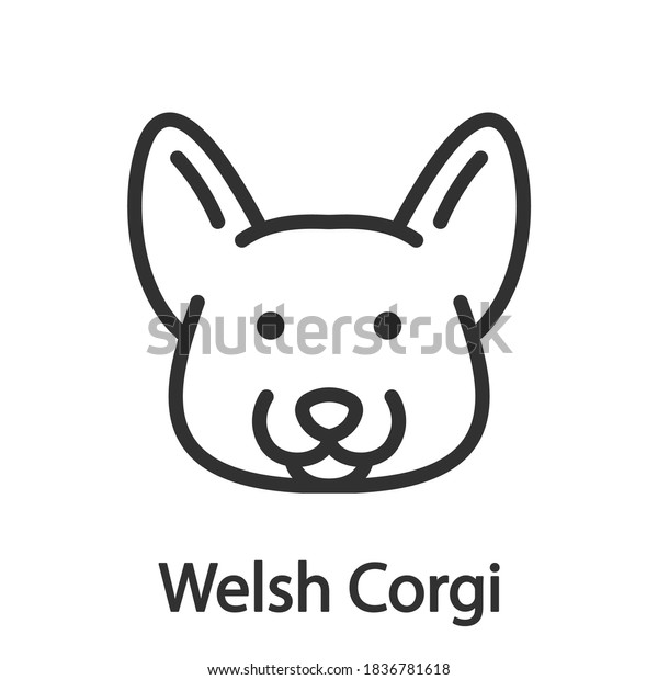 Welsh Corgi Dog Breed Linear Icon Stock Vector (Royalty Free ...