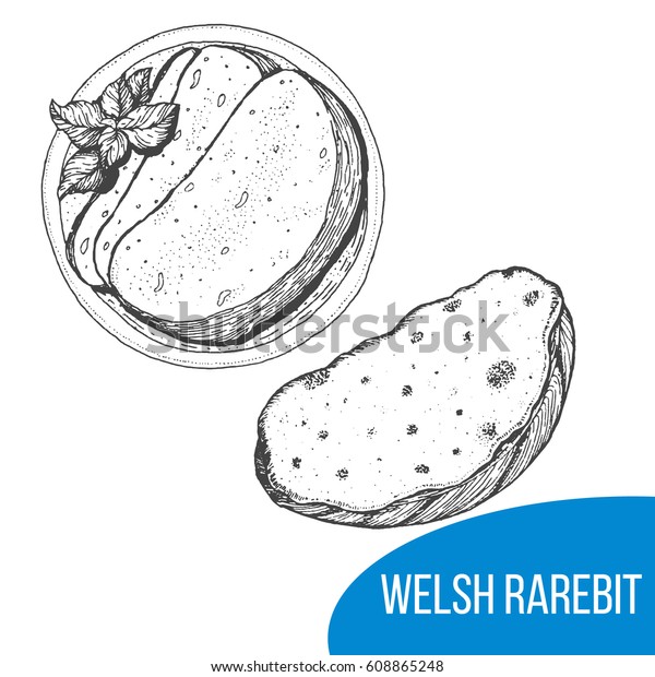 Welsh Rarebit Sketch Vector Illustration Engraved Stock Vector (Royalty ...