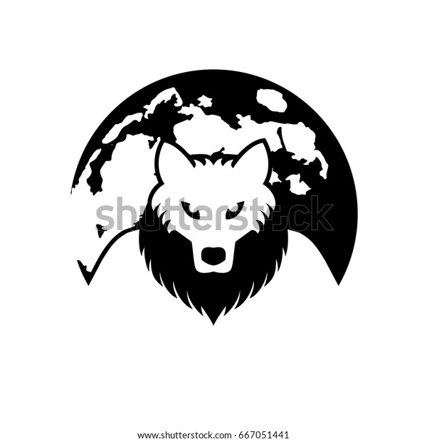 Werewolf Full Moon Badge Emblem Monochrome Stock Vector (Royalty Free ...