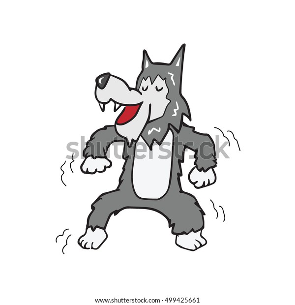 Werewolf Halloween Dancing Cartoon Drawing Stock Vector (Royalty Free ...