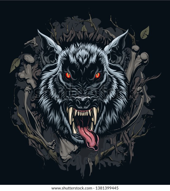 Werewolf Head Illustration Background Stock Vector (Royalty Free ...