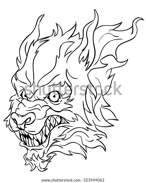 Werewolf Head Line Art Stock Vector (Royalty Free) 323949062 | Shutterstock