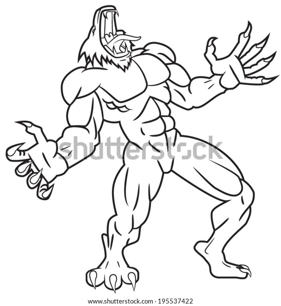 Werewolf Line Drawing: เวกเตอร์สต็อก (ปลอดค่าลิขสิทธิ์) 195537422 ...
