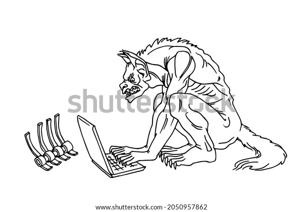 Werewolf Looking Victim On Internet Concept Stock Vector (Royalty Free ...