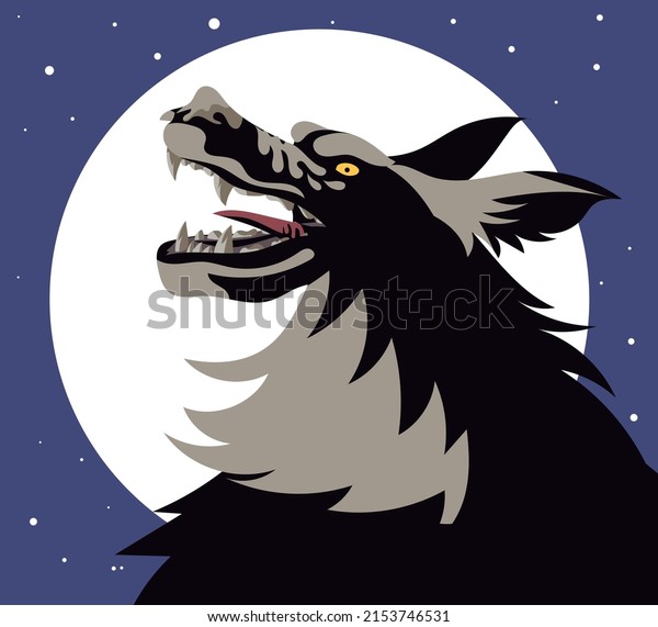 Werewolf Night Full Moon Stock Vector (Royalty Free) 2153746531 ...