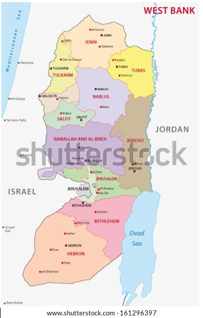West Bank Administrative Map Stock Vector (Royalty Free) 161296397