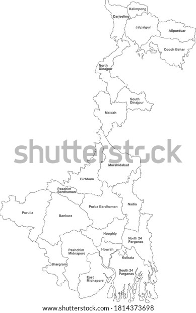 West Bengal Districts Map Name Labels Stock Vector (Royalty Free ...