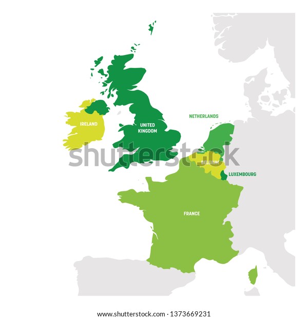West Europe Region. Map of countries in western Europe. Vector ...