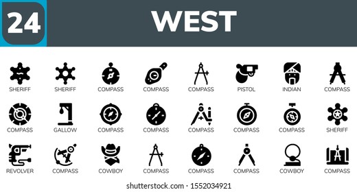 West Icon Set 24 Filled West Stock Vector (Royalty Free) 1552034921 ...
