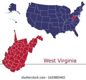 West Virginia Counties Vector Map Usa Stock Vector (Royalty Free ...
