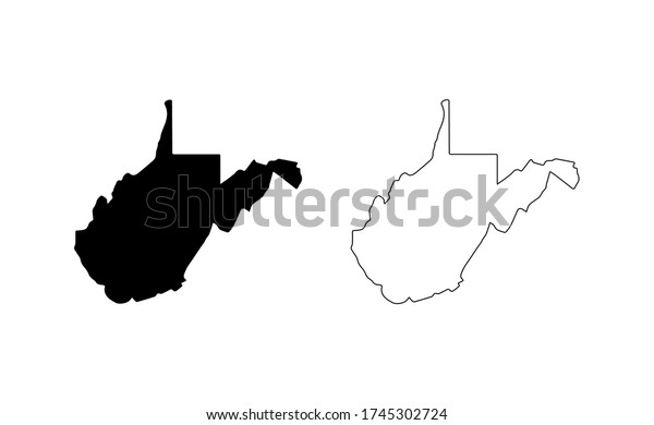 West Virginia State Silhouette Line Style Stock Vector (Royalty Free ...