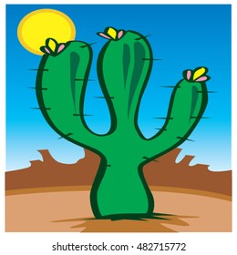 Western Cactus Cartoon Scene Stock Vector (Royalty Free) 482715772 ...