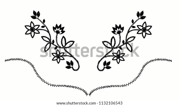 Western Flower Vector Embroidery Design Hand Stock Vector (Royalty Free ...