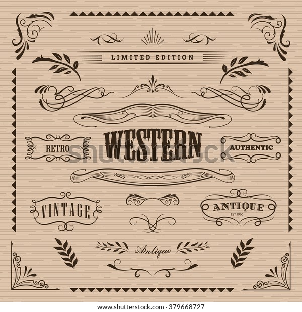 Western Frame Hand Drawn Banners Vintage Stock Vector (Royalty Free ...