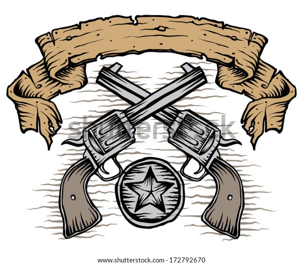 Western Guns Scroll Star Stock Vector (Royalty Free) 172792670 ...