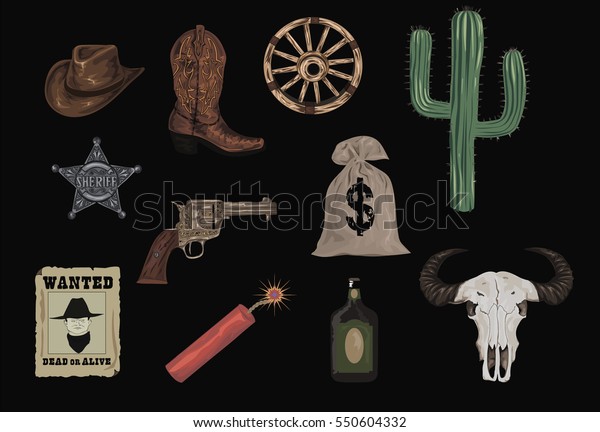 Western Icons Wild West Set Icon: Vector có sẵn (miễn phí bản quyền ...
