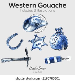 Western Objects Watercolor Hands Drawing Vector Stock Vector (Royalty ...