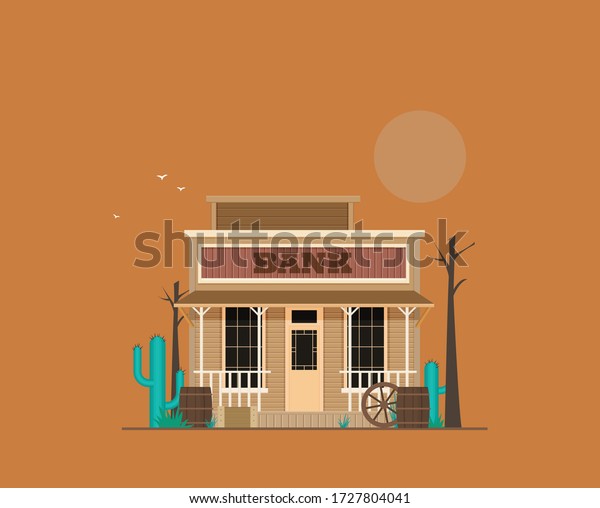 Western Town Bank Flat Design Style Stock Vector (Royalty Free) 1727804041
