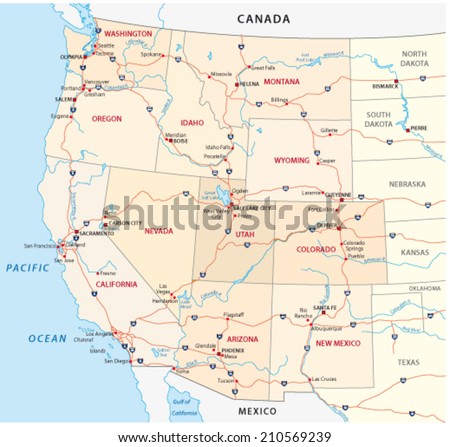 Western United States Map Large Print