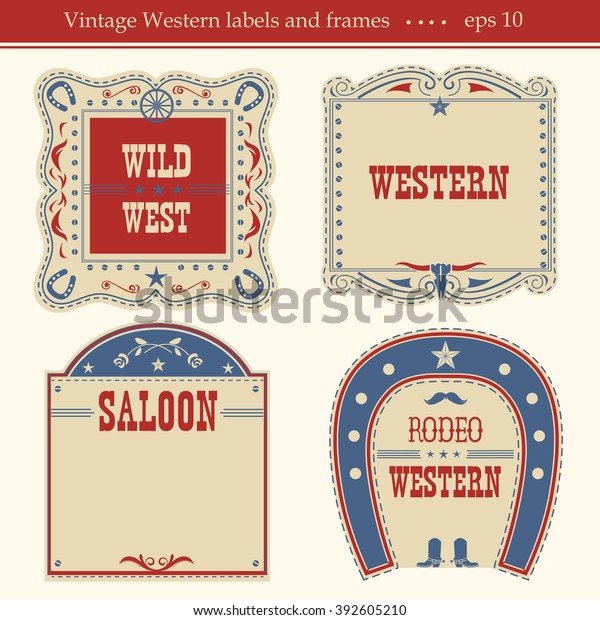 Western Vintage Labels Backgroundvector Symbols Boards Stock Vector ...