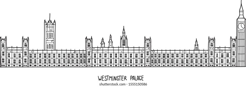 Westminster Palace Vector Illustration Famous London 库存矢量图（免版税 ...