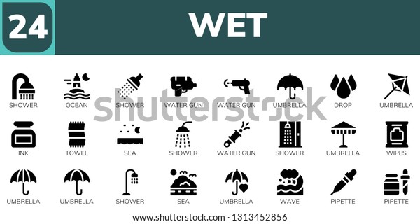 Wet Icon Set 24 Filled Wet Stock Vector (Royalty Free) 1313452856 ...