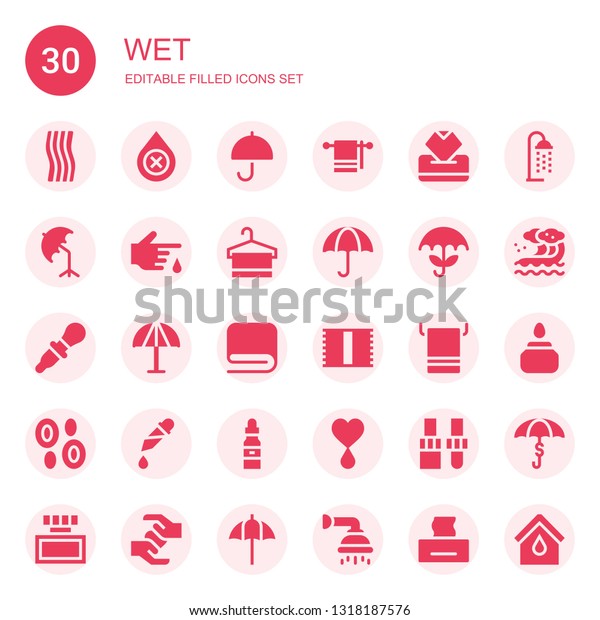 Wet Icon Set Collection 30 Filled Stock Vector (Royalty Free ...