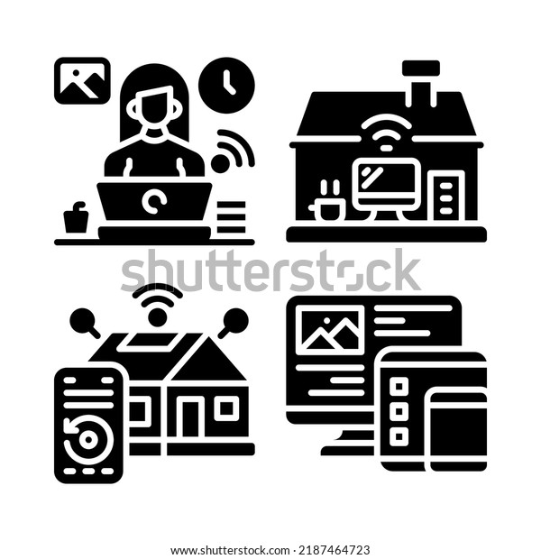Wfh Icons Set Work Home Internet Stock Vector (Royalty Free) 2187464723 ...